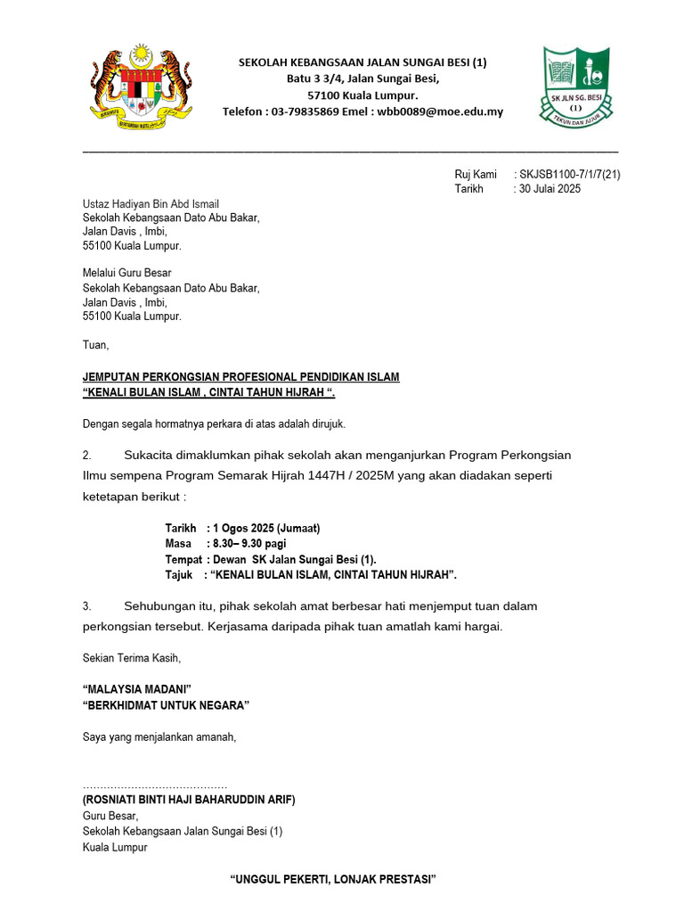 Surat Jemputan Penceramah 2025 1 | PDF