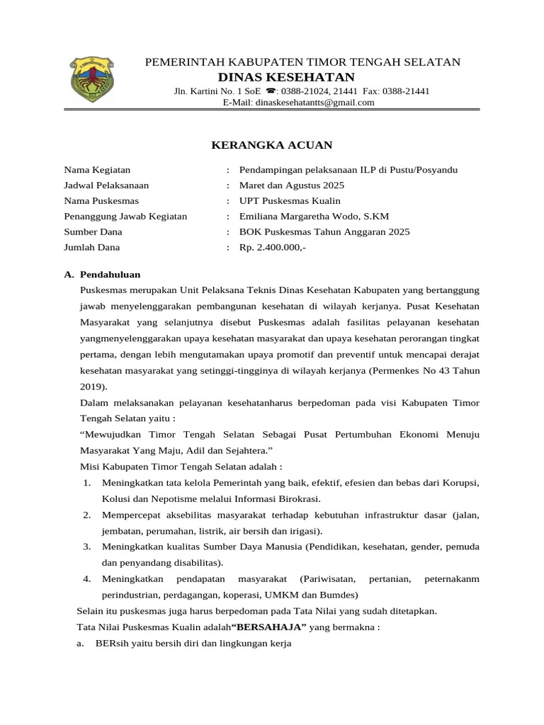 Pendampingan ILP di Pustu/Posyandu 2025 | PDF