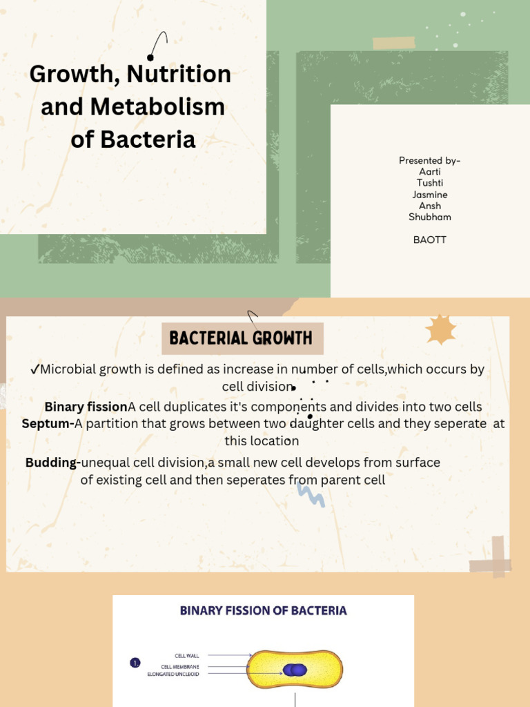 Bacterial Growth and Nutrition Overview | PDF | Bacteria | Microorganism