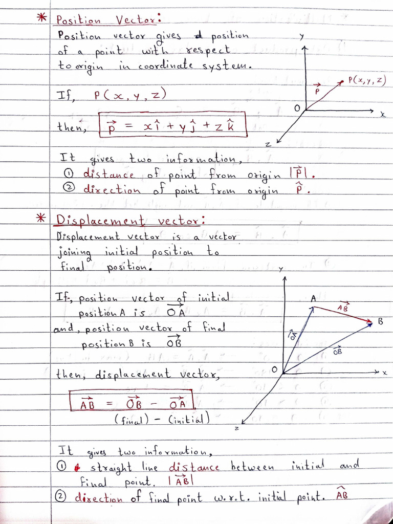 Position and Displacement Vector | PDF