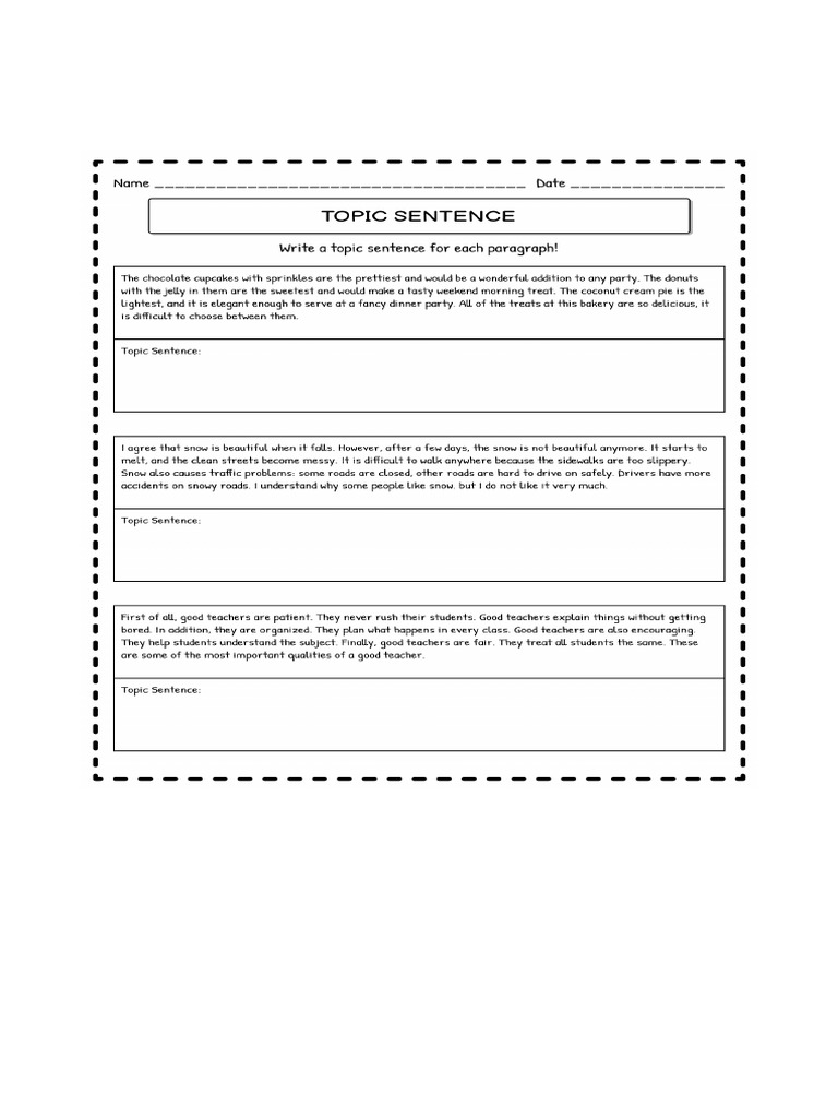 Topic Sentence | PDF