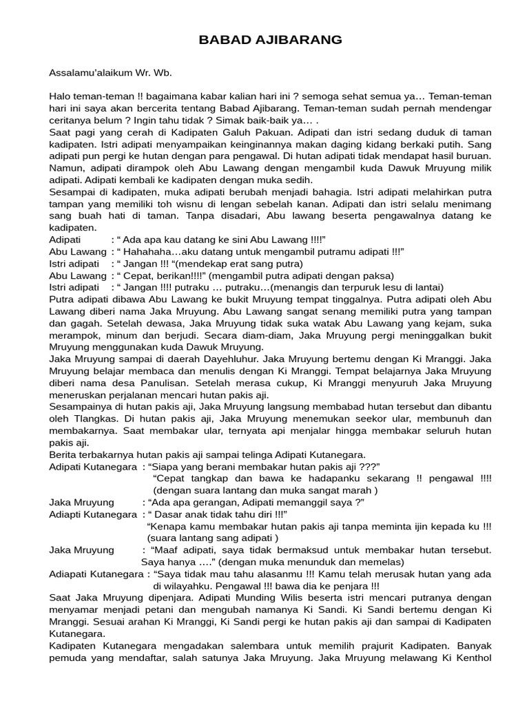 Babad Ajibarang | PDF
