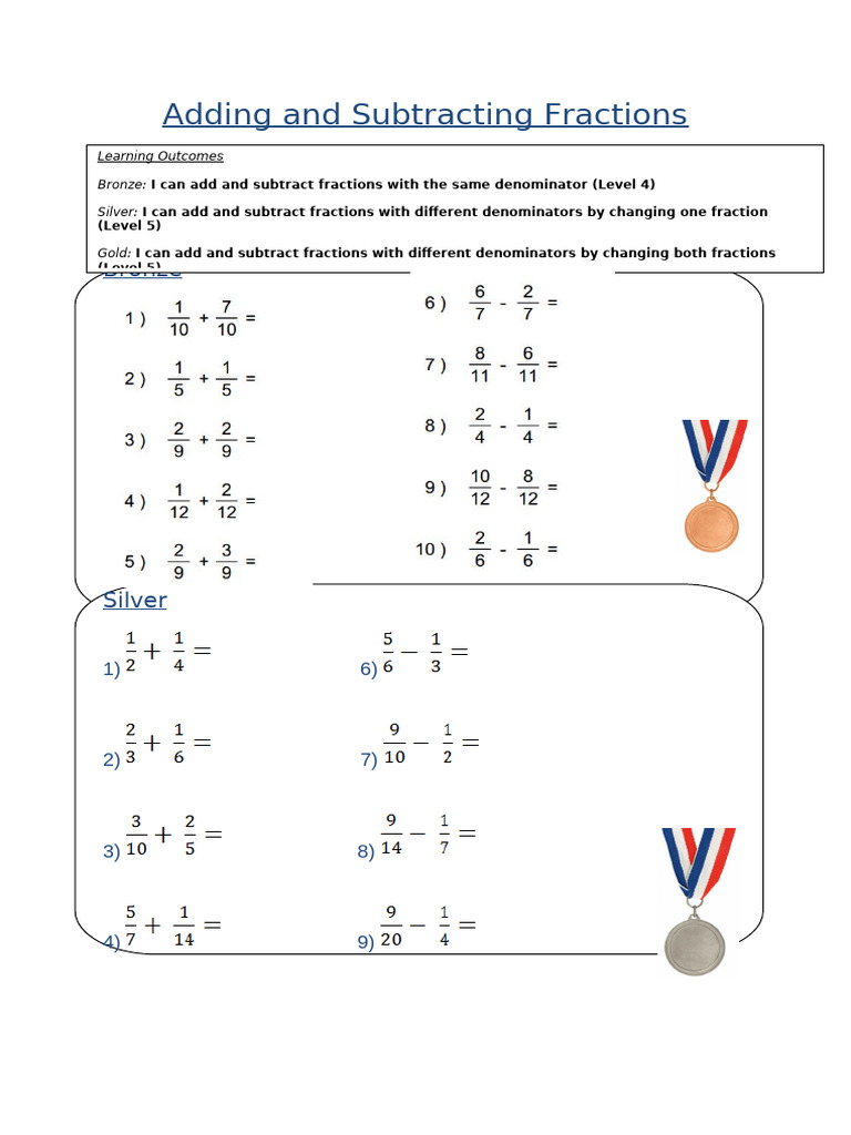 Adding and Subtracting Fractions | PDF