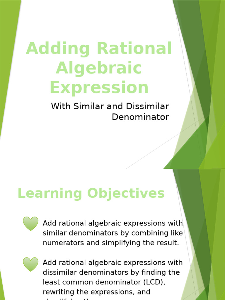 Adding Rational Algebraic Expressions | PDF