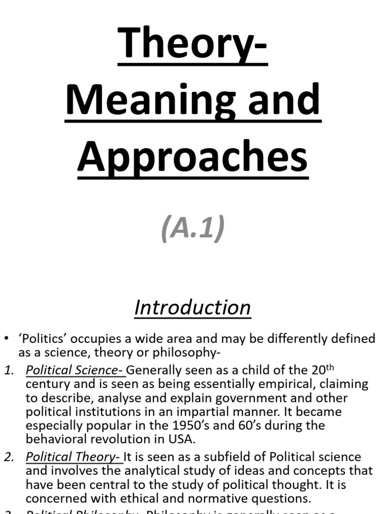 Theory - Meaning and Approaches | PDF | Science | Theory