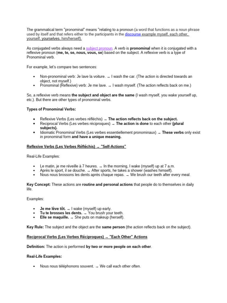 Understanding Reflexive Verbs in French | PDF | Verb | Pronoun