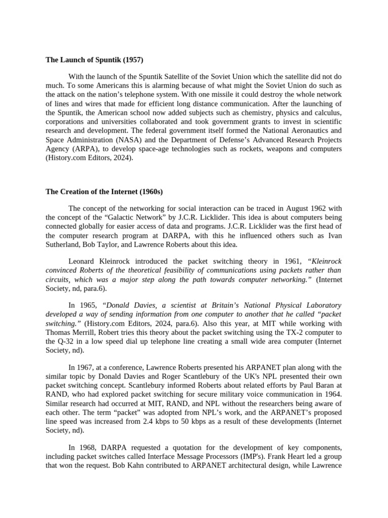History of The Interent | PDF | Internet Protocol Suite | World Wide Web
