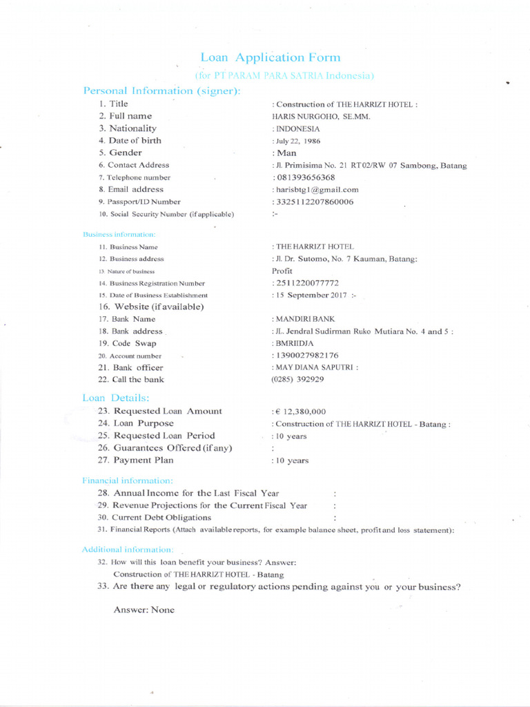 Loan Application Form Ok | PDF