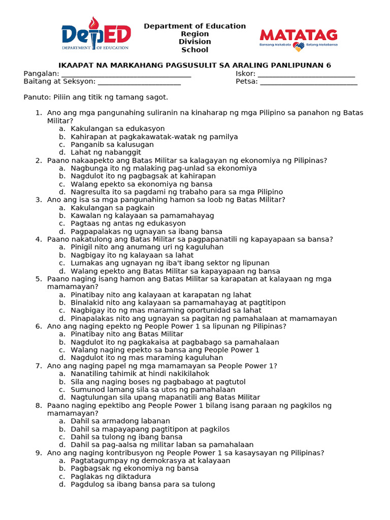 G6 Arpan - Q4 Periodical | PDF