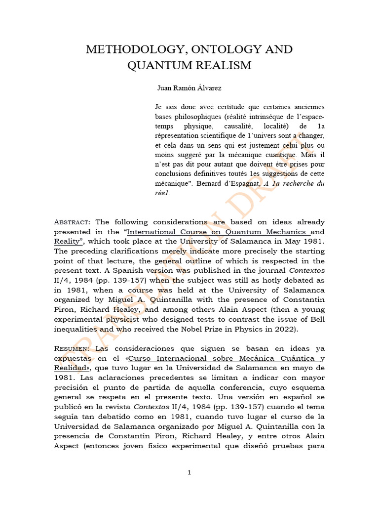Methodology Ontology and Quantum Realism | PDF | Ontology | Reality