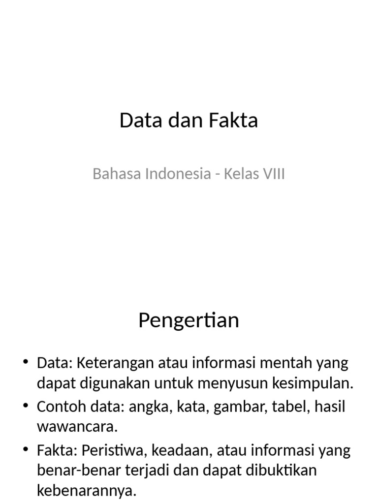 Data dan Fakta dalam Bahasa Indonesia | PDF