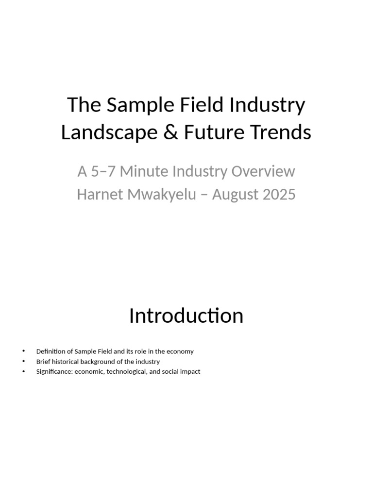 Sample Field Industry Landscape | PDF