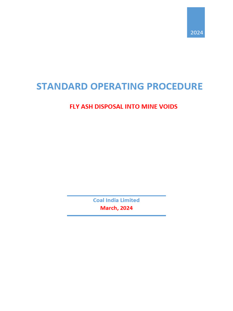 Fly Ash Disposal SOP for Mine Voids | PDF | Trans Pacific Partnership ...