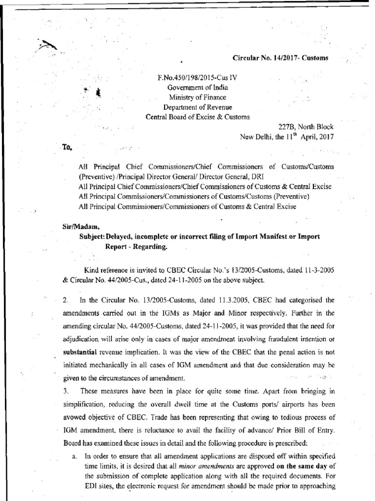 Customs Guidelines for Import Manifest Amendments | PDF | Bill Of ...