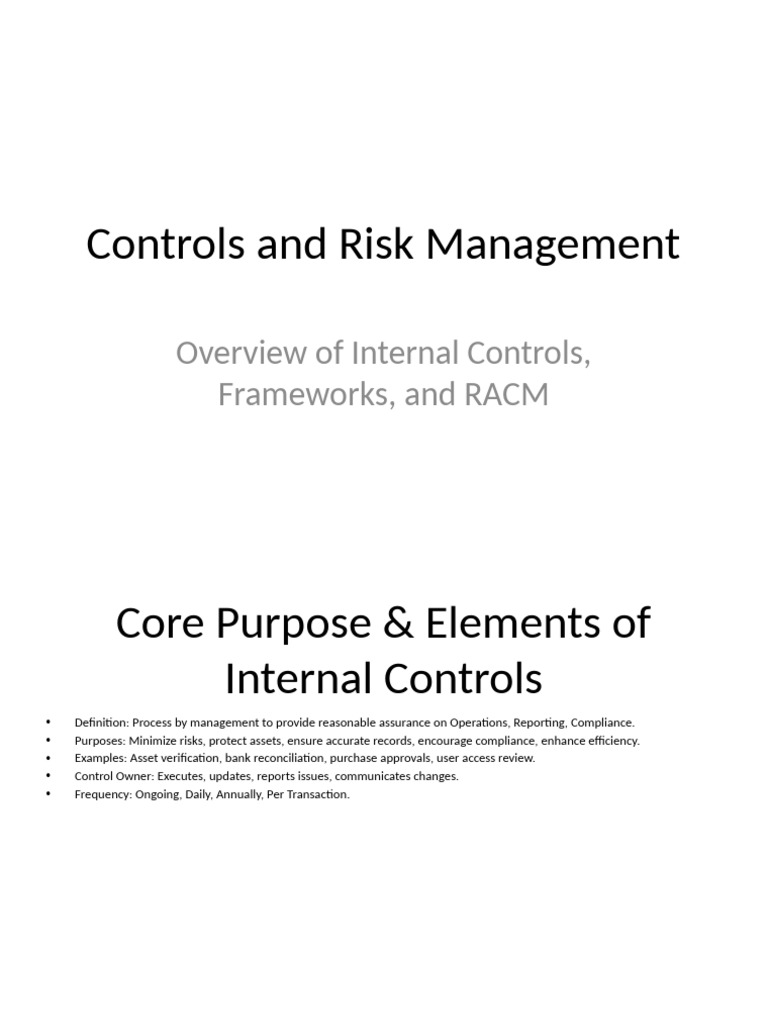 Controls and Risk Management | PDF