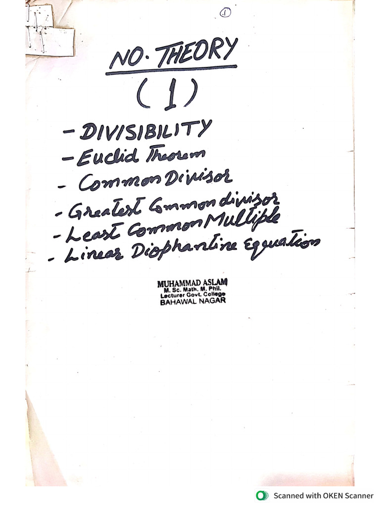 Ch. 1 Divisibility Euclid +GCD+LCM+Linear Diophantine Equation | PDF