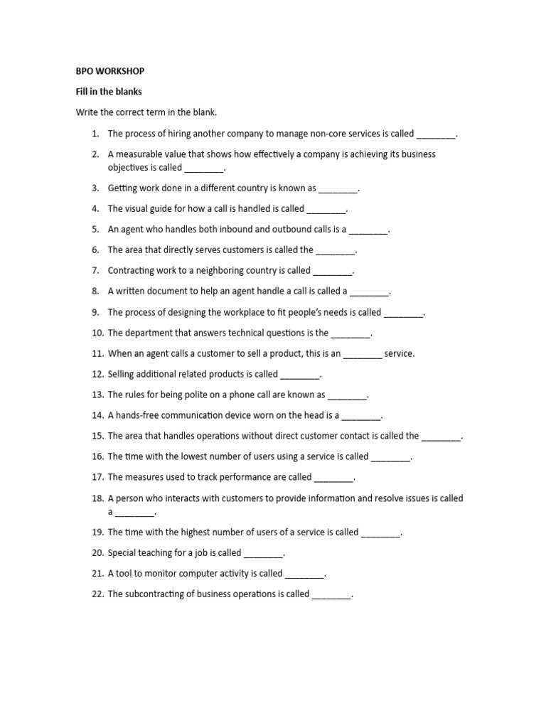 Bpo Vocabulary Workshop | PDF