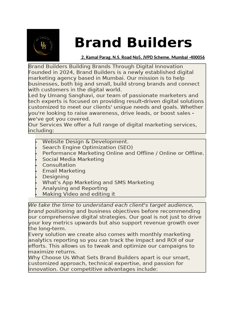 Brand Builders Profile | PDF