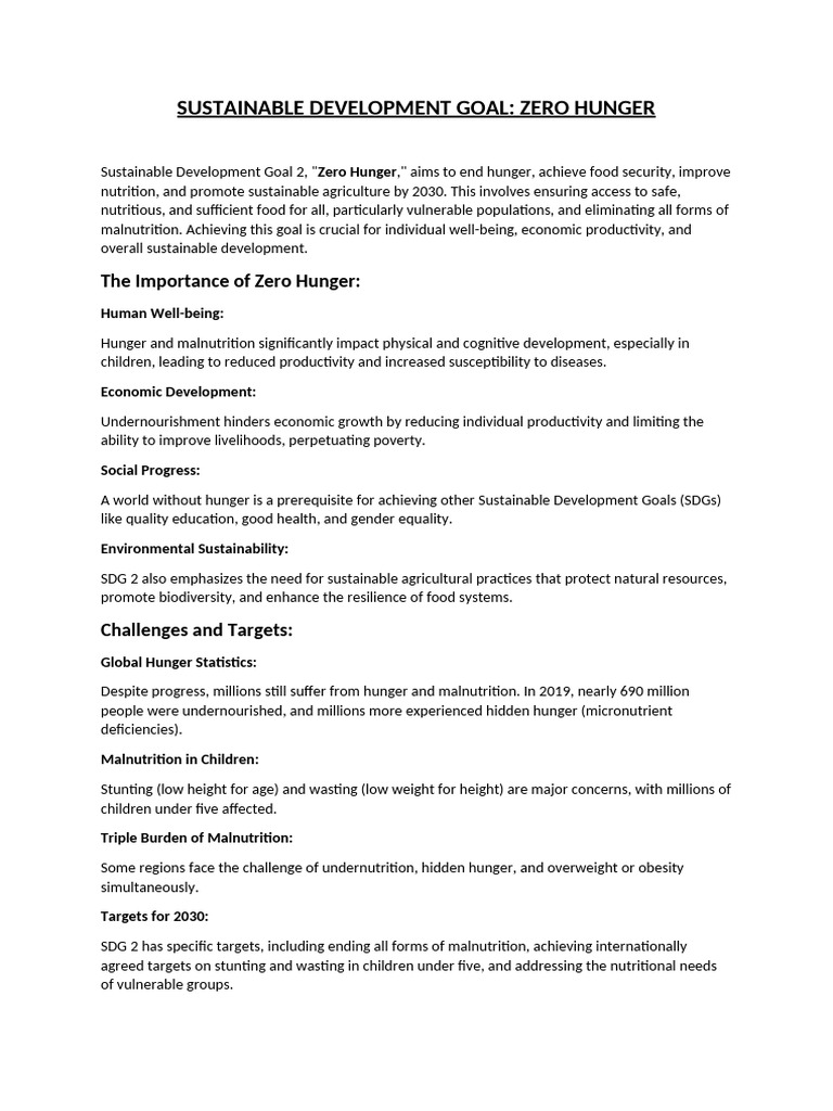Sustainable Development Goal | PDF | Malnutrition | Agriculture