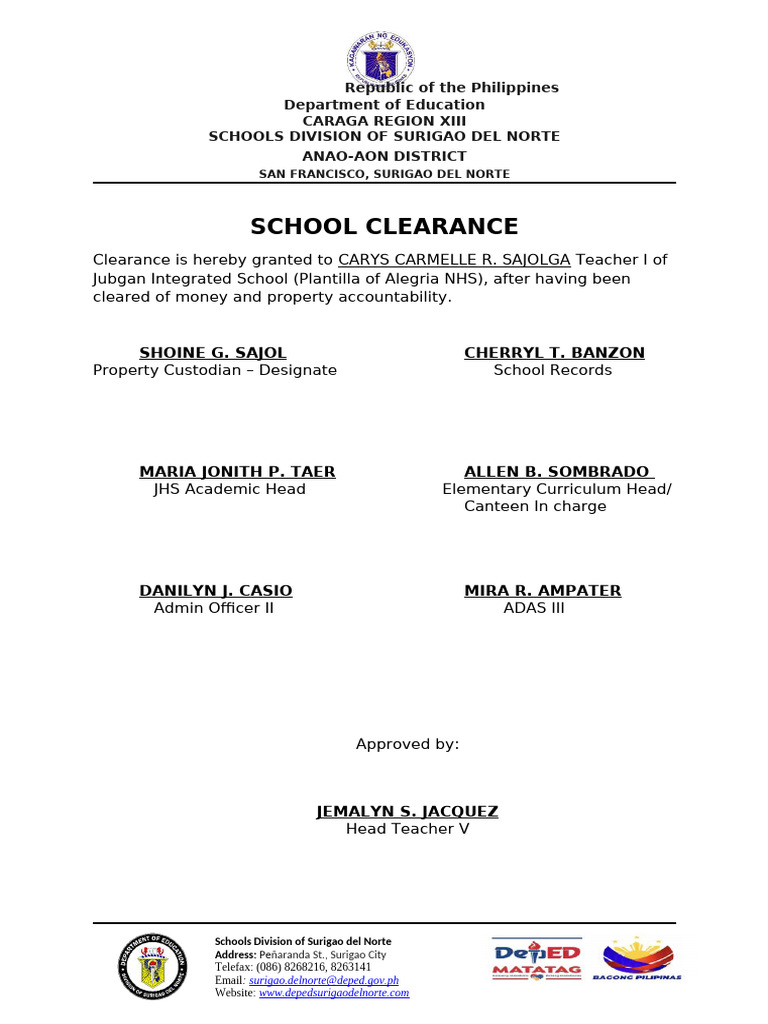 School Clearance | PDF