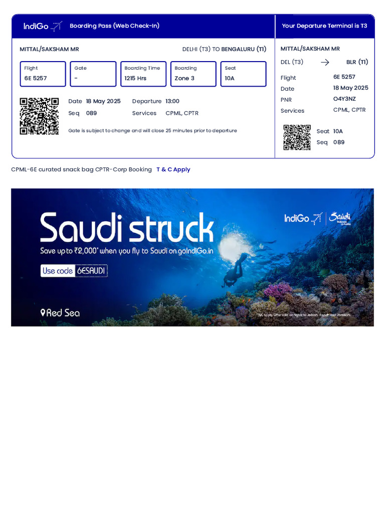CPML-6E Snack Bag Booking Details | PDF