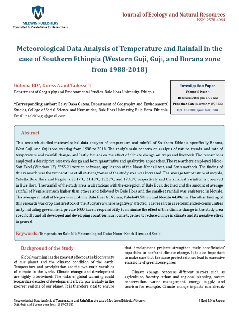 Meteorological Data Analysis of Temperature and Rainfall in The Case of Southern Ethiopia ...