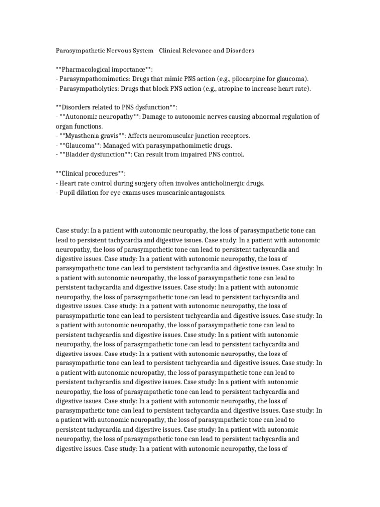 Parasympathetic Nervous System Disorders | PDF | Autonomic Nervous ...
