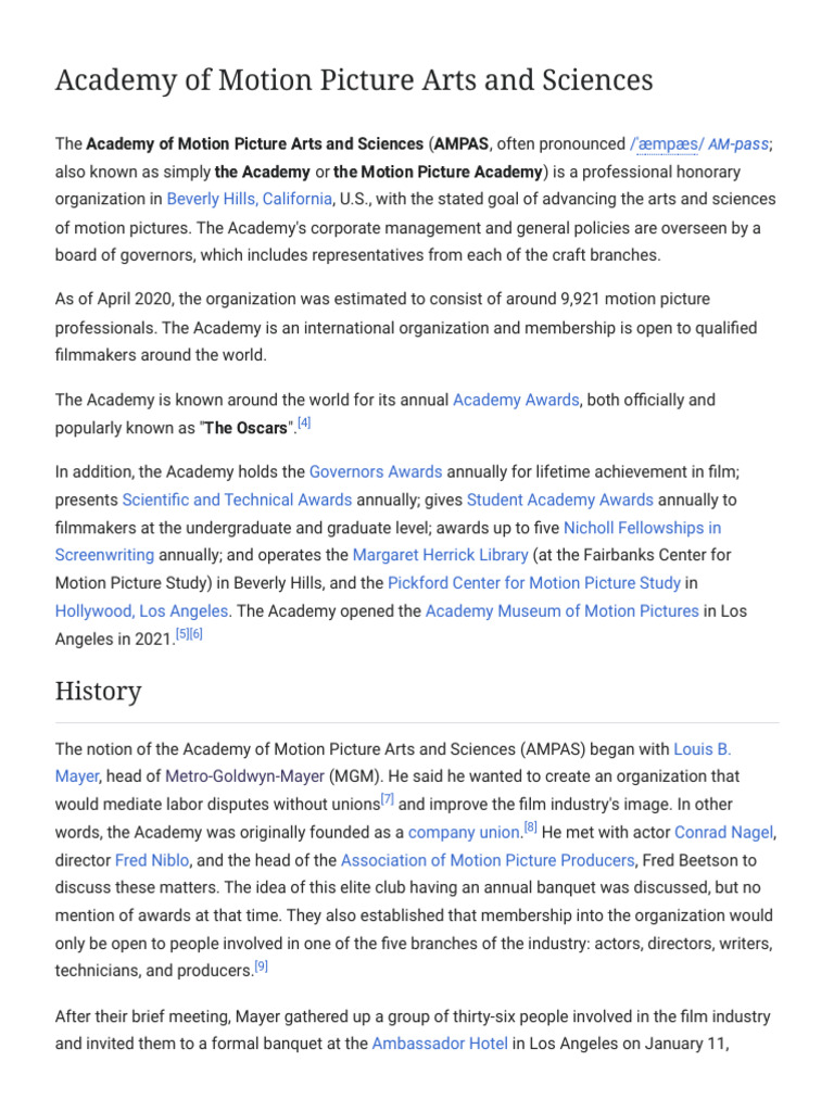 Overview of the Academy Awards | PDF | Academy Of Motion Picture Arts ...