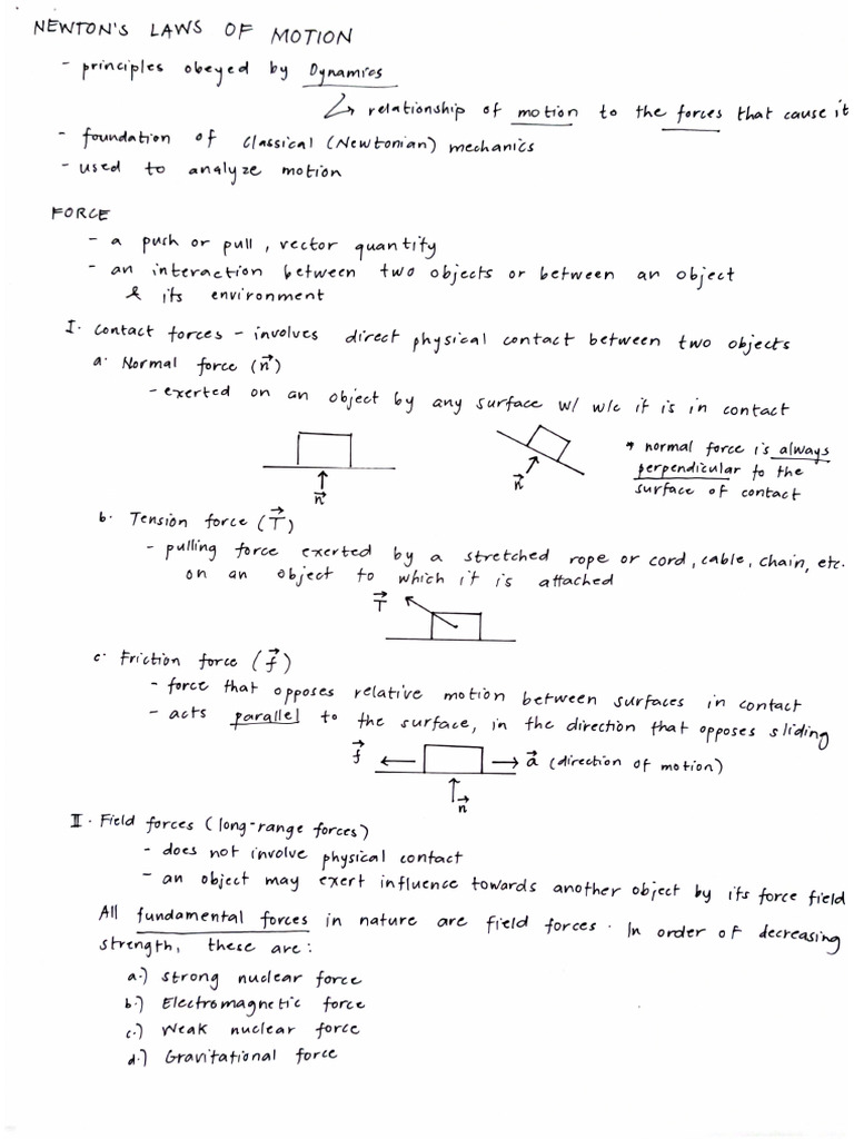 Newtons Laws of Motion Notes | PDF