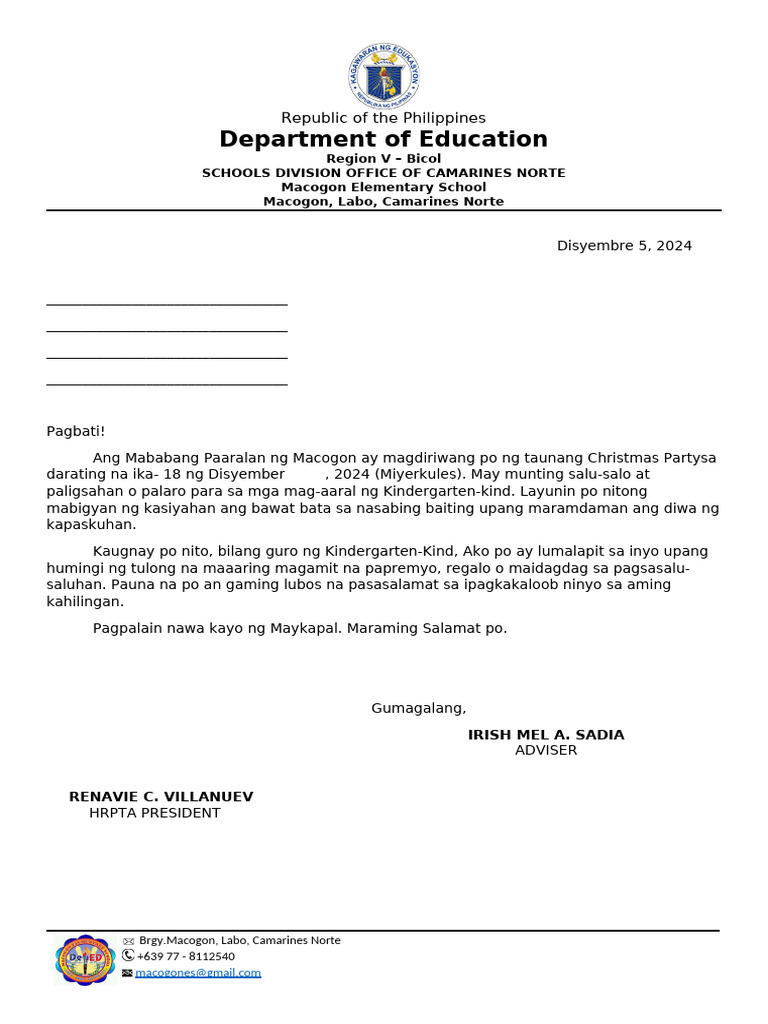 Solicitation Letter for School Events | PDF