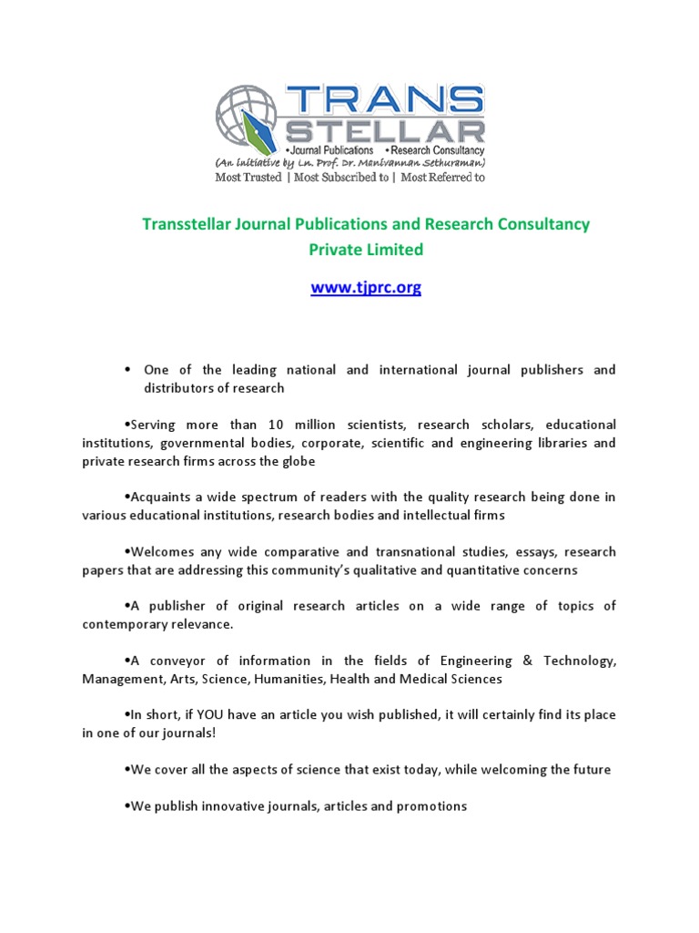 Transstellar Journal Publications and Research Consultancy Private ...