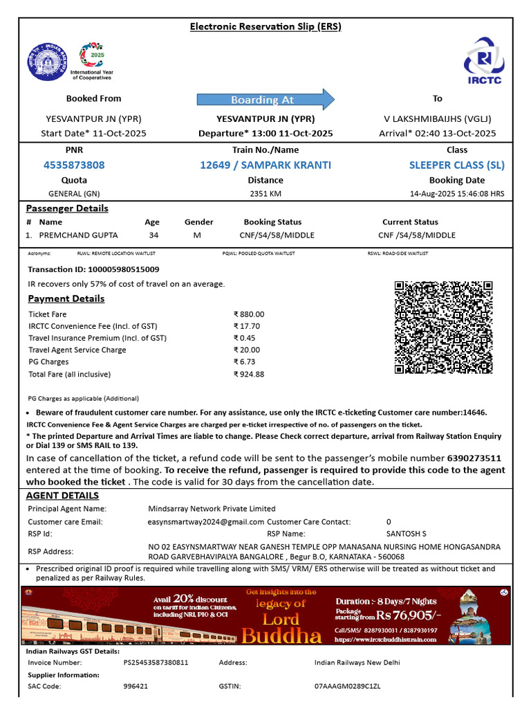 Train Ticket Booking Confirmation | PDF | Identity Document