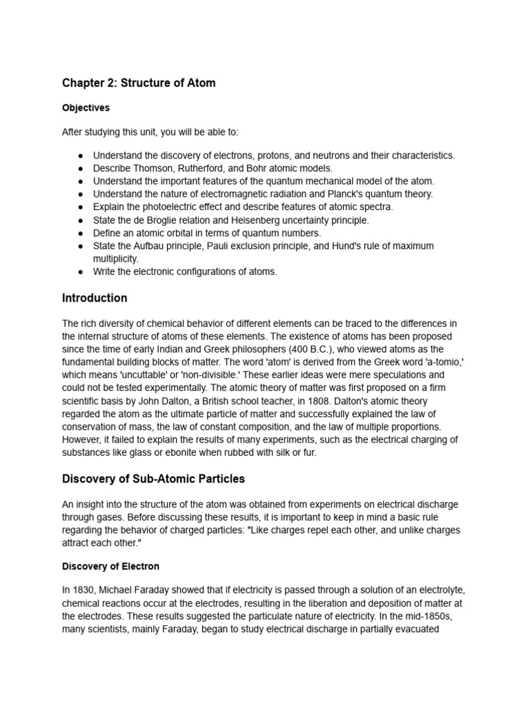 Chapter 2 - Structure of Atom | PDF | Atoms | Electromagnetic Radiation