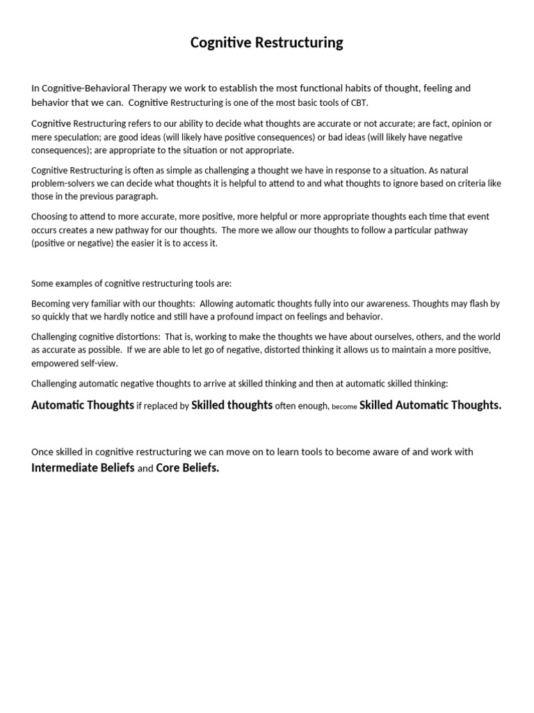 Cognitive Restructuring | PDF