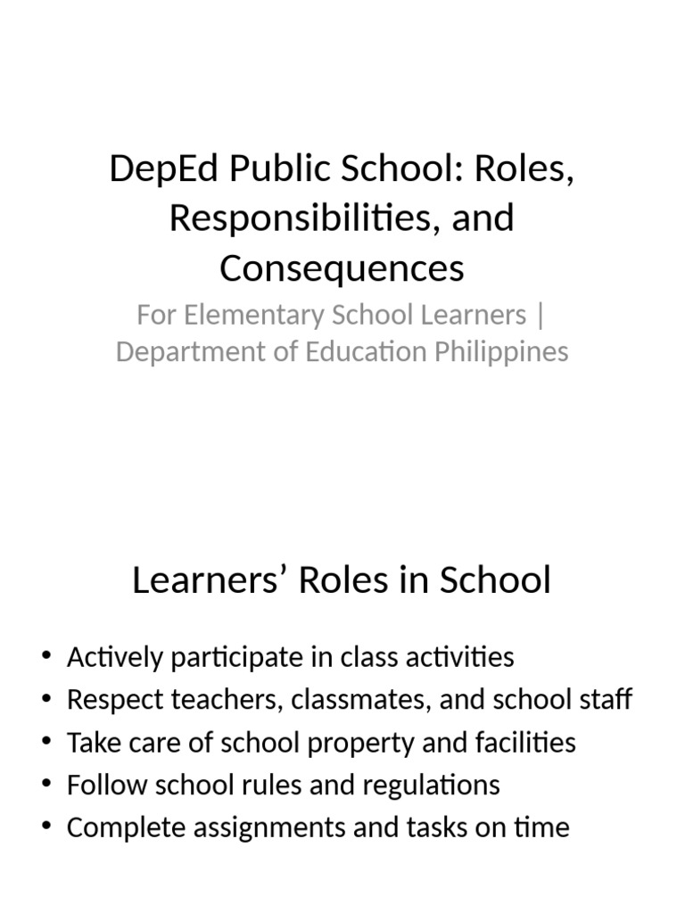 DepEd Learners' Roles and Responsibilities | PDF