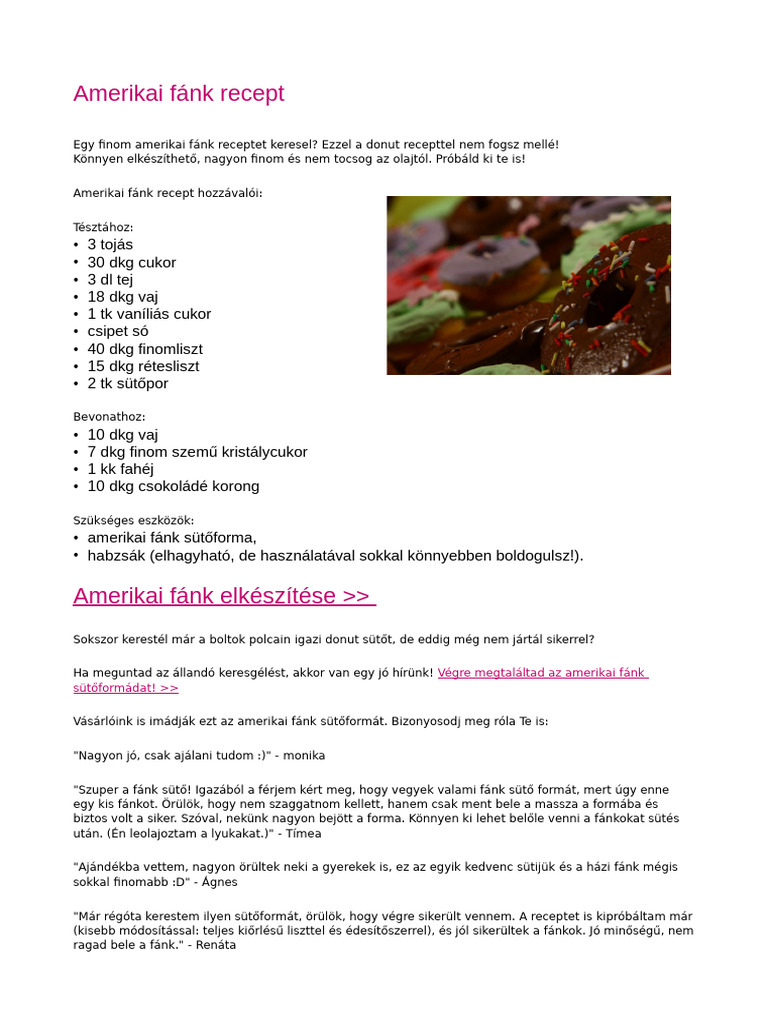 Amerikai Fánk Recept | PDF