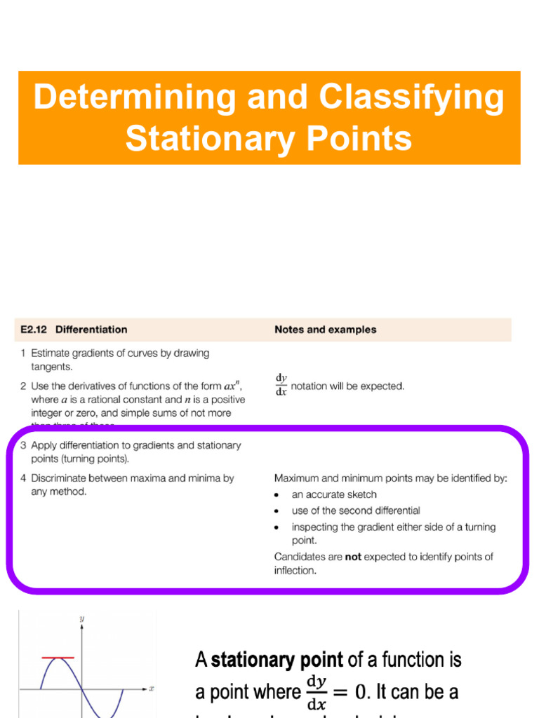 Classifying Stationary Points in Functions | PDF
