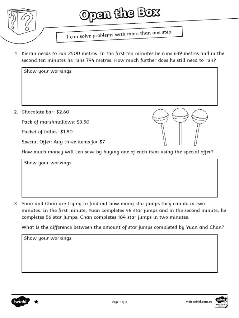 Two-Step Addition and Subtraction Problems | PDF