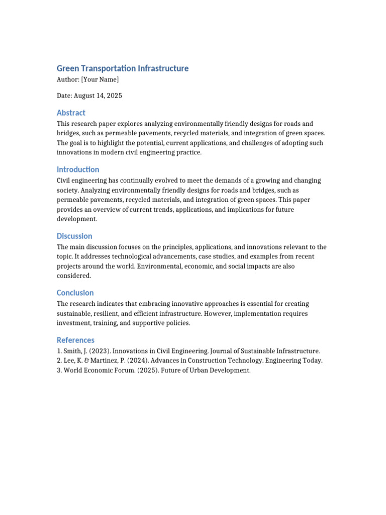 Green Transportation Infrastructure | PDF