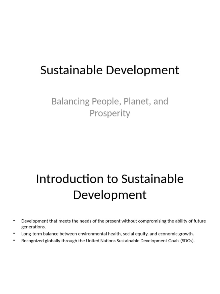 Sustainable Development: People, Planet, Prosperity | PDF