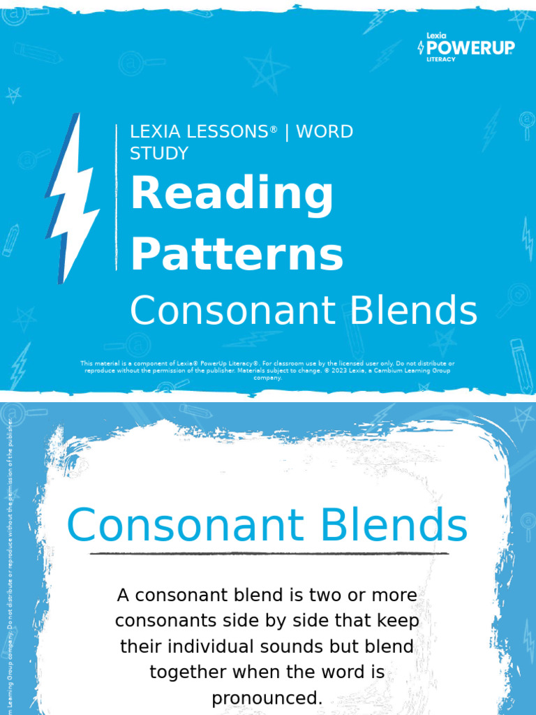 Lexia Lesson - Reading Patterns - Consonant Blends | PDF