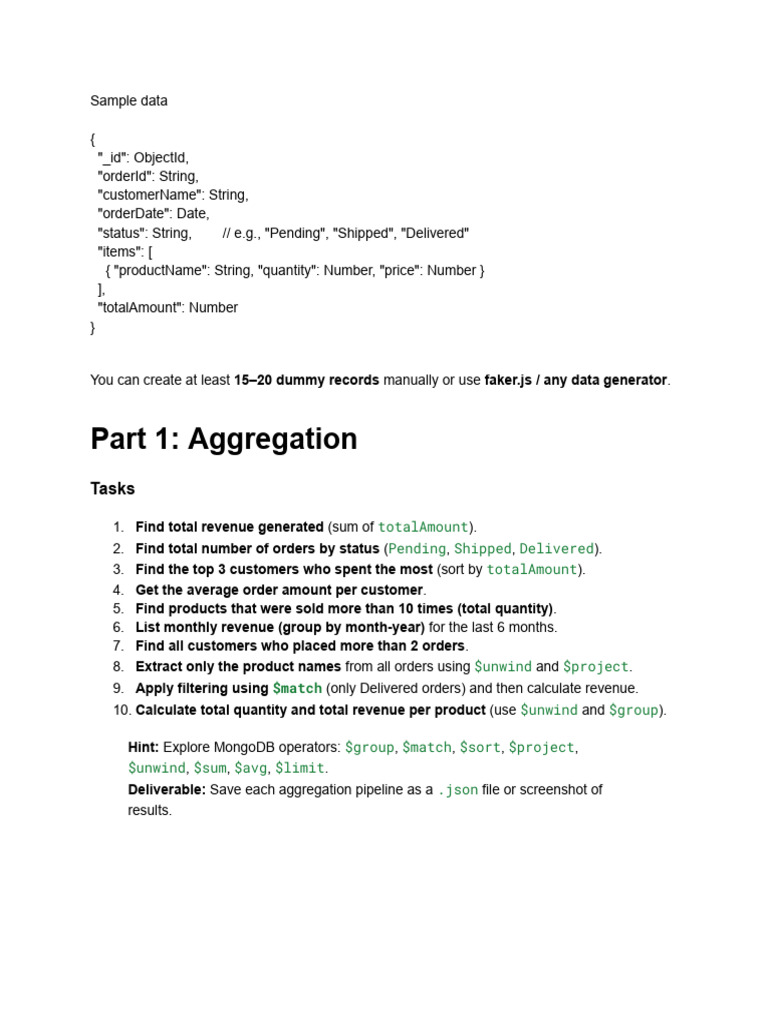 MongoDB - Aggregation&Indexing | PDF
