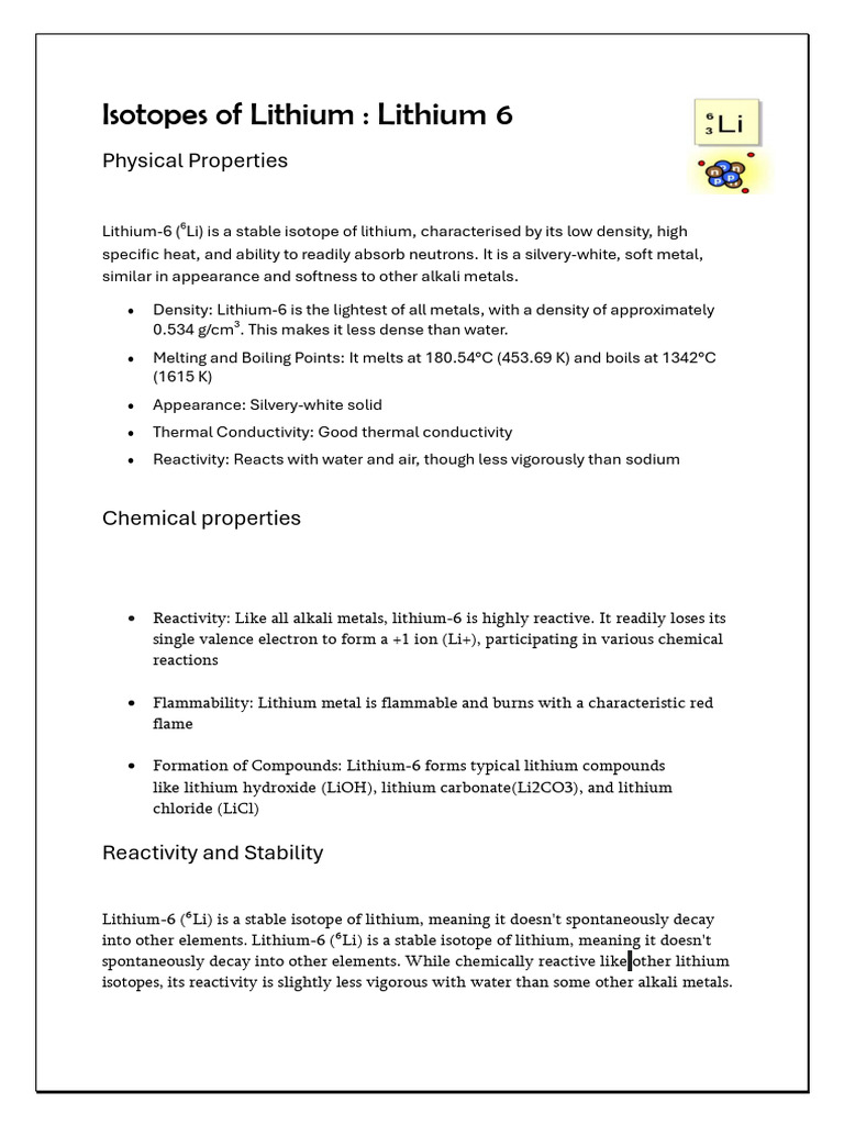 Isotope Lithium 6 | PDF