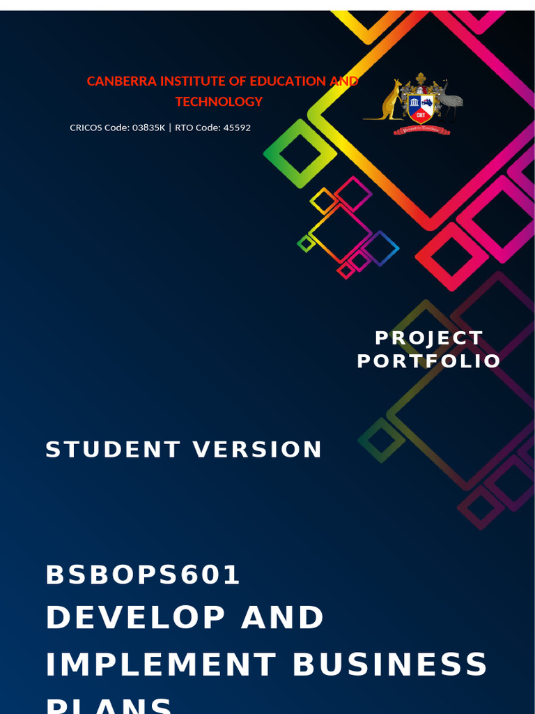 BSBOPS601 Business Plan Portfolio Guide | PDF | Marketing | Business