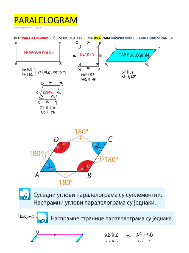 Paralelogram Zadaci Sa Casa | PDF