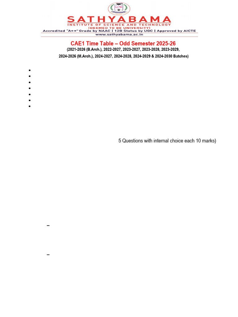 CAE Time Table - 2 Yr, 3 Yr, 4 Yr Law, Arch, 5 Yr Arch | PDF | Machine ...