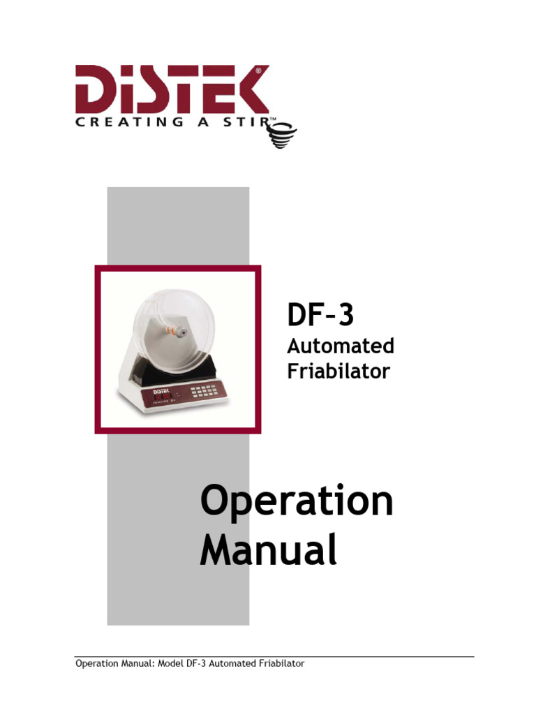 DF-3 Automated Friabilator Manual | PDF | Mains Electricity | Electric ...