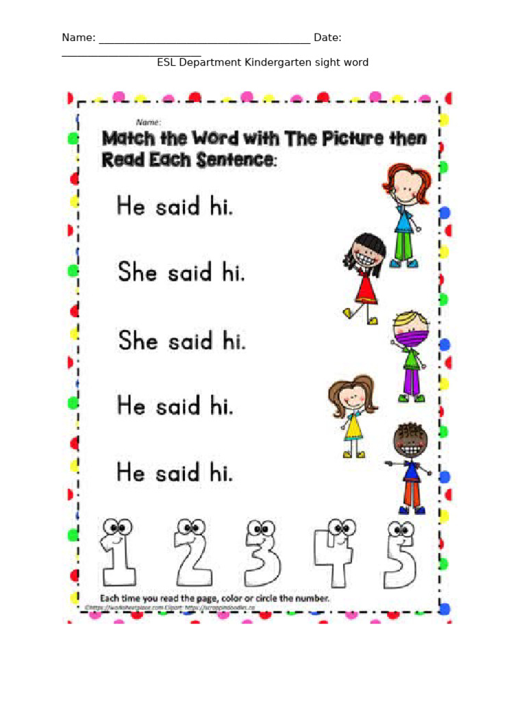 Sight Word SAID Excercise 03042025 | PDF