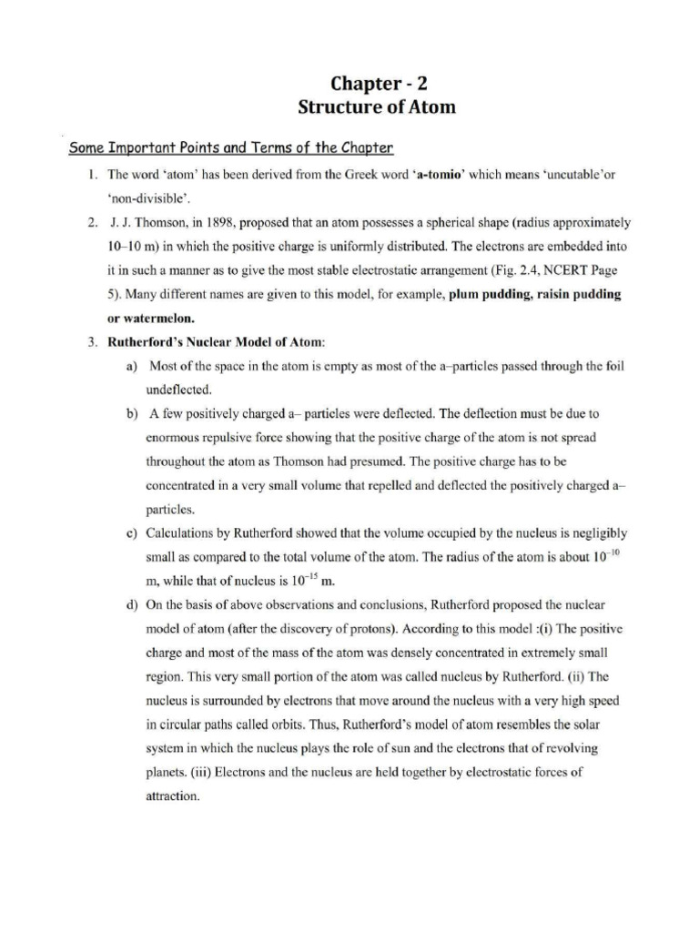 Class 11 Atomic Structure Notes | PDF