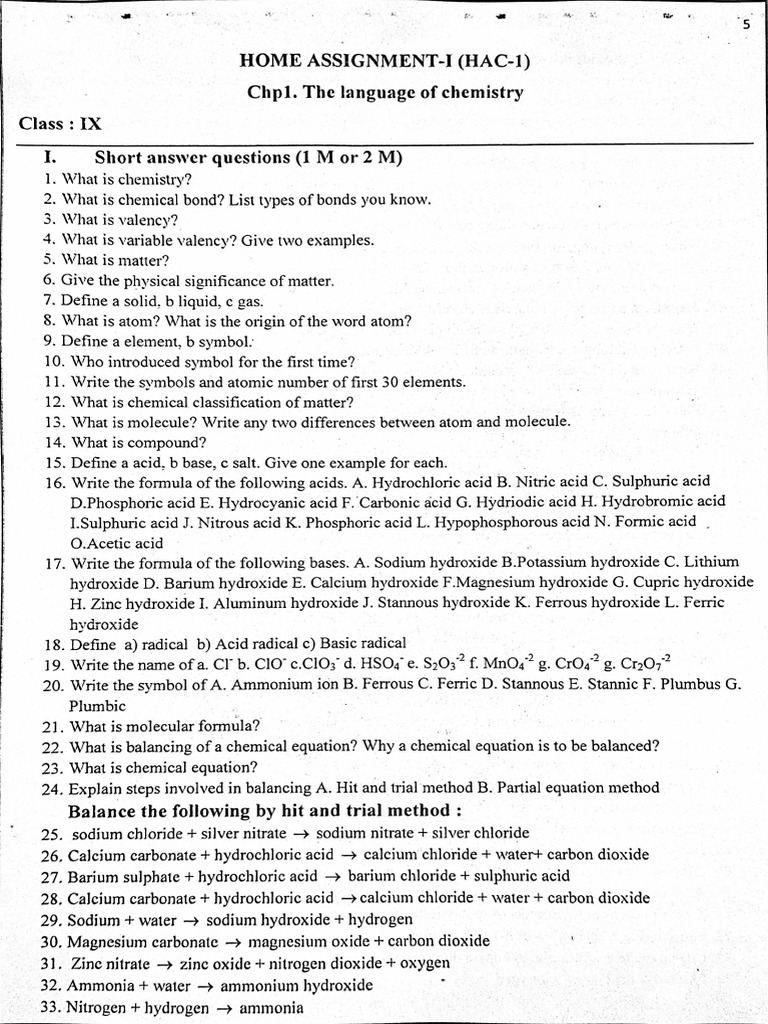 Chem HAC Language of Chemistry | PDF